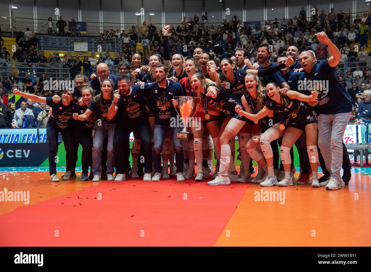 Torino, Italia. 20th Apr, 2023. Chieri Volley celebrates the victor of ...