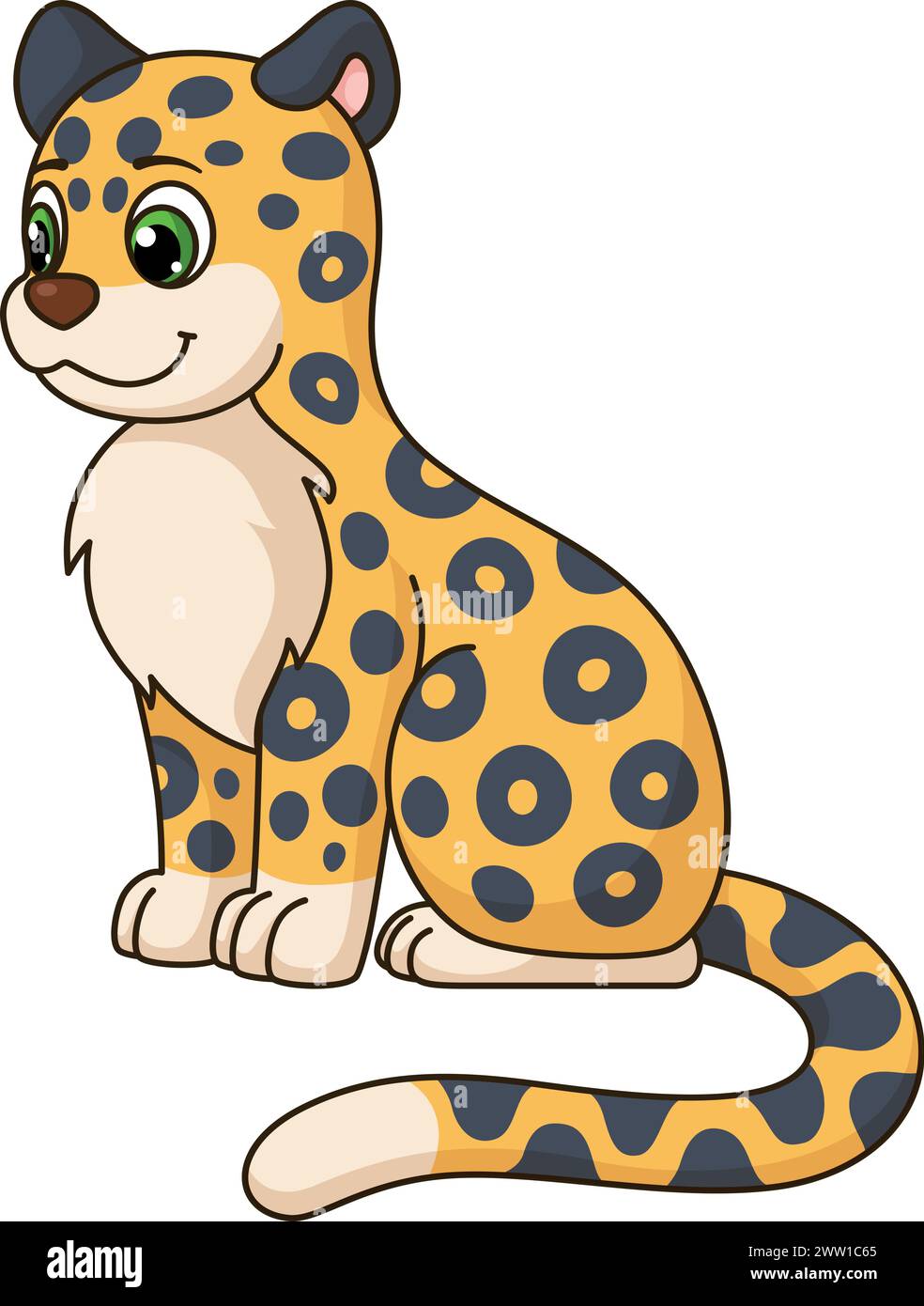 Cartoon leopard. Funny cheetah character. Baby jaguar Stock Vector ...