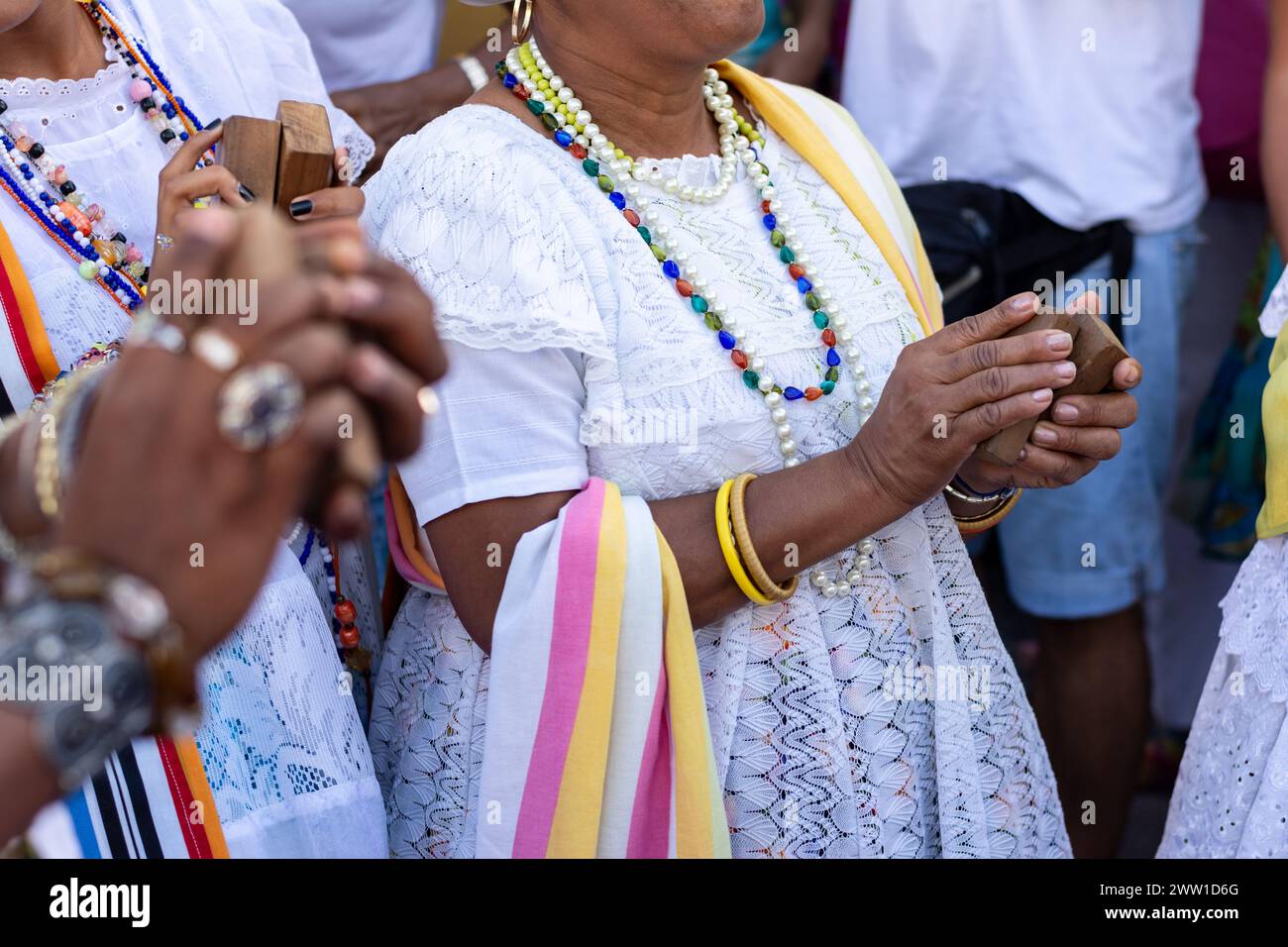 Cachoeira, Bahia, Brazil - August 15, 2015: Members of Candomble are ...