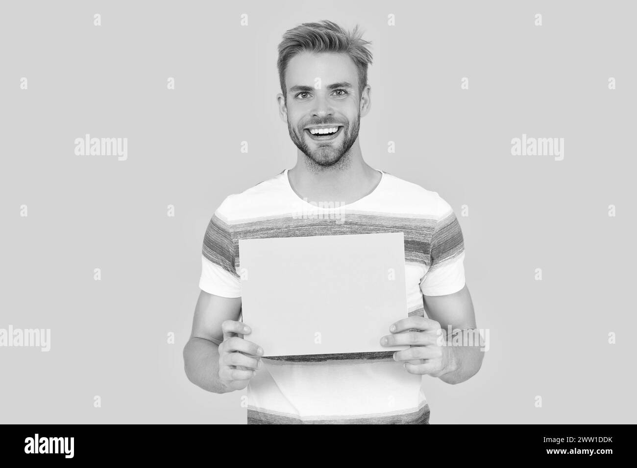 glad man sales representative offer advertisement. man offer his ...