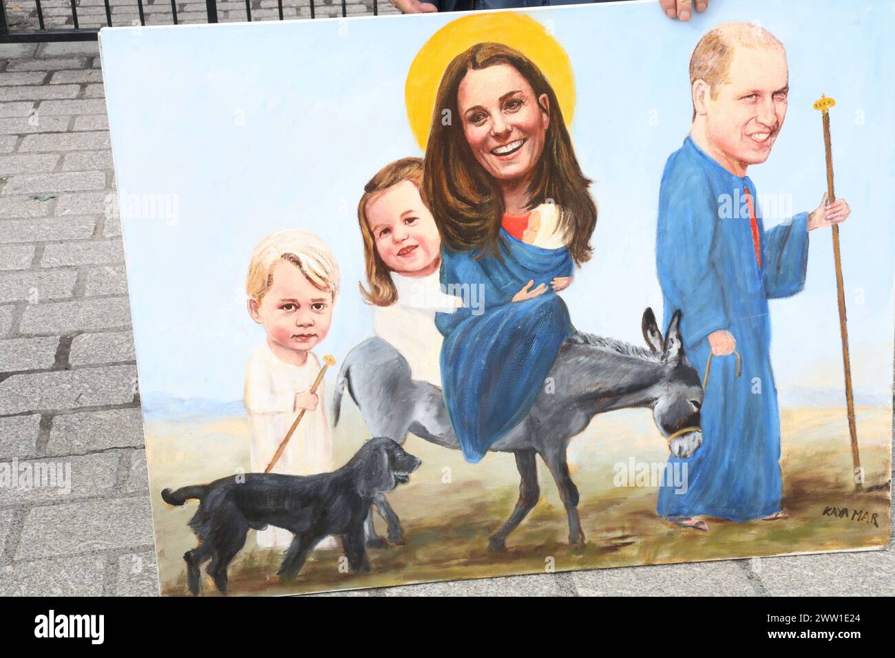 Kaya Mar with his painting of William and Kate as the biblical Joseph ...