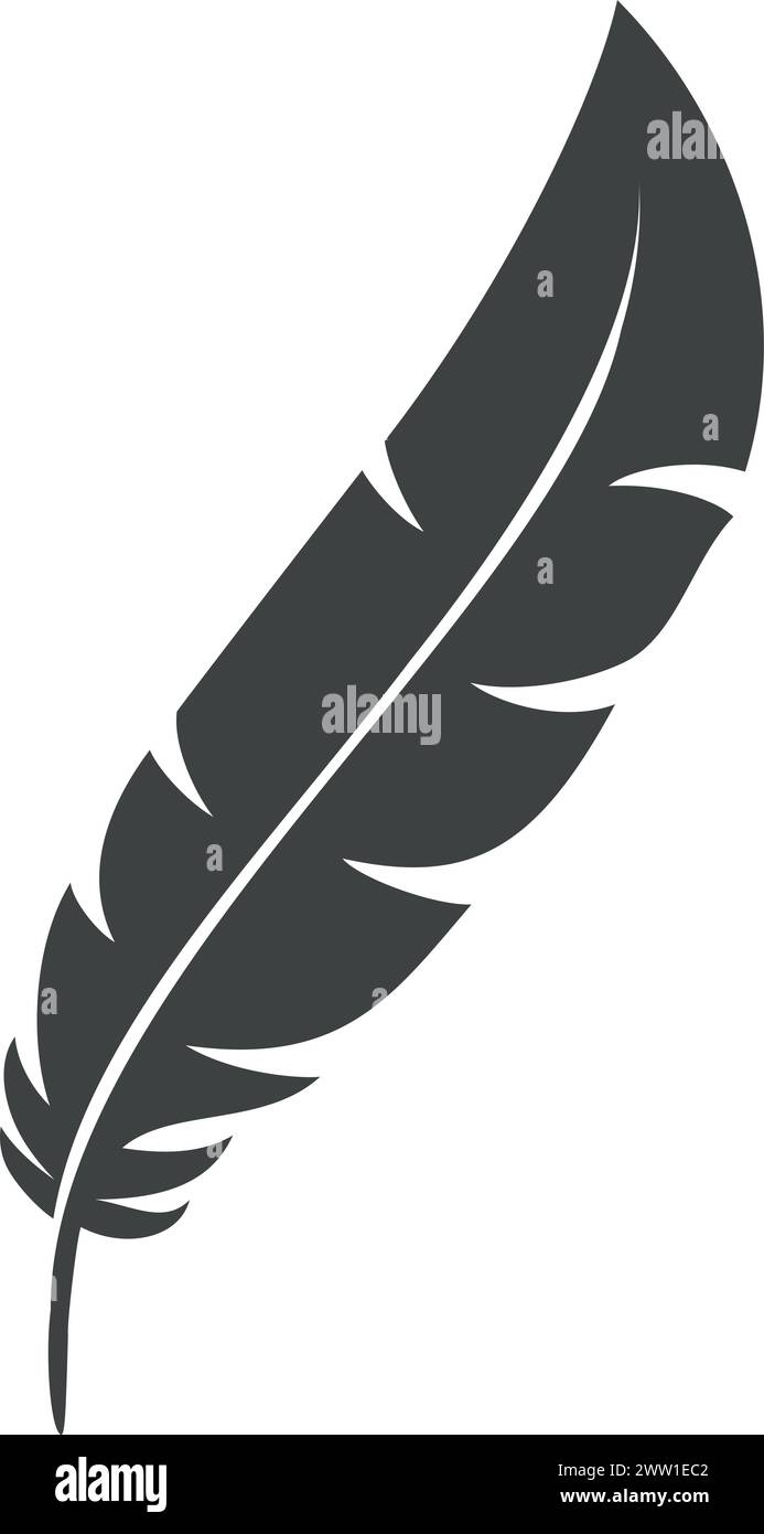 Bird feather black icon. Stylized flying logo Stock Vector Image & Art ...