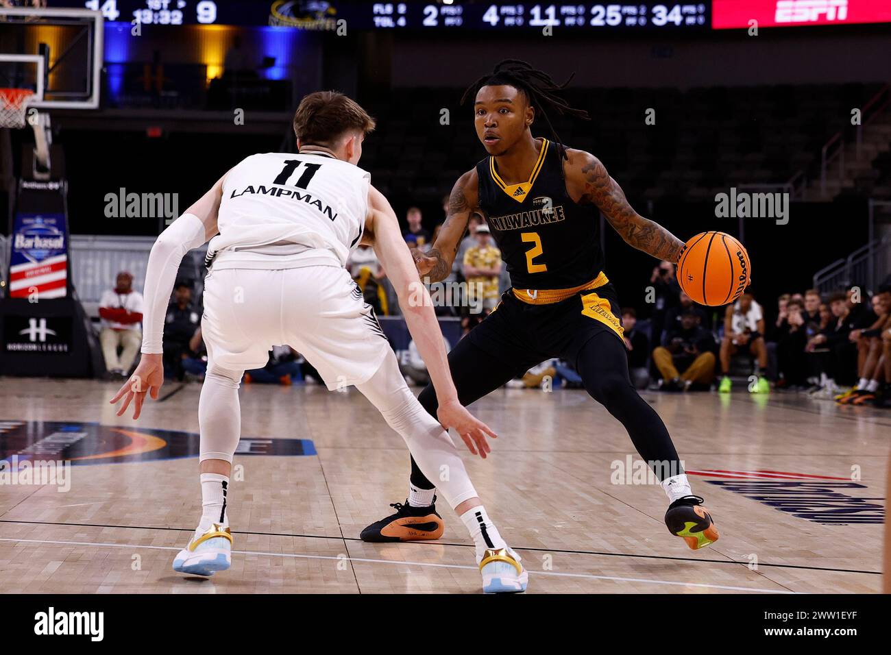 INDIANAPOLIS, IN - MARCH 12: Milwaukee Panthers guard Elijah Jamison (2 ...