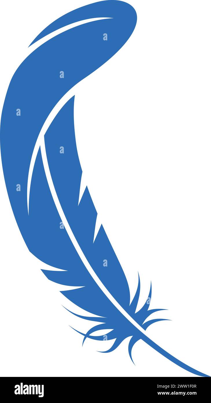 Blue feather logo. Creativity symbol. Writer icon Stock Vector Image ...