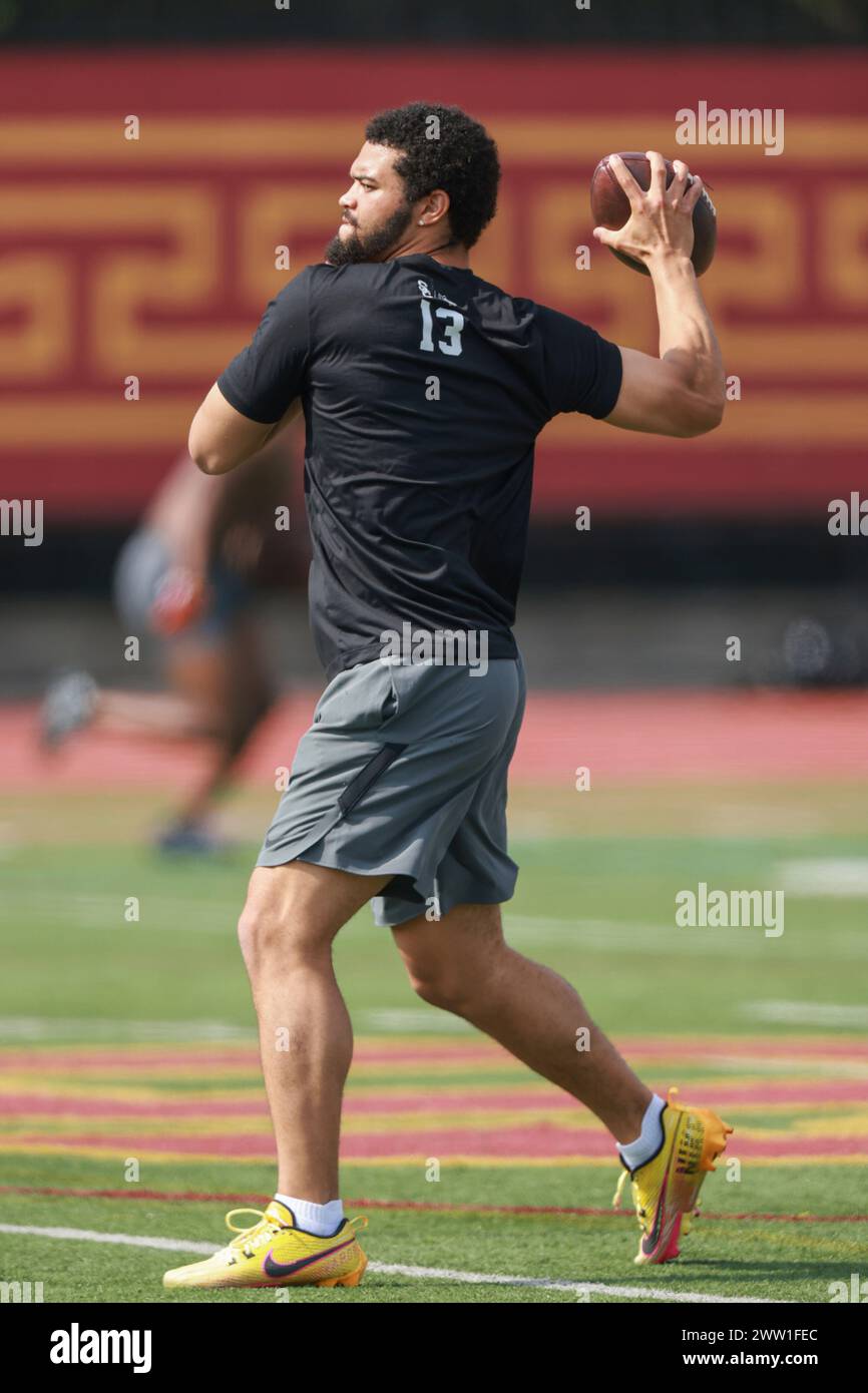 LOS ANGELES, CA - MARCH 20: USC Trojans quarterback Caleb Williams ...