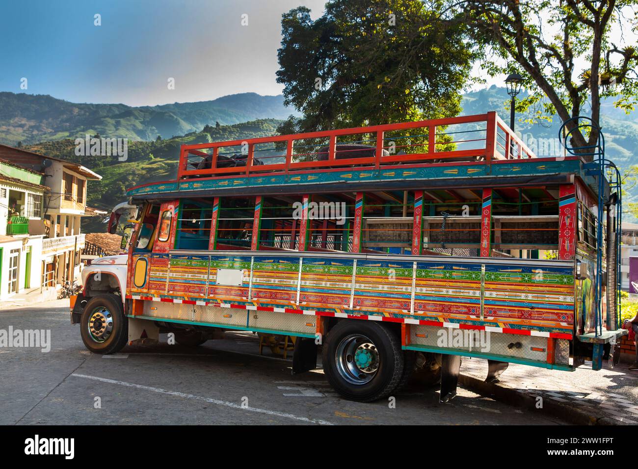 Colorful traditional rural bus from Colombia called chiva Stock Photo ...