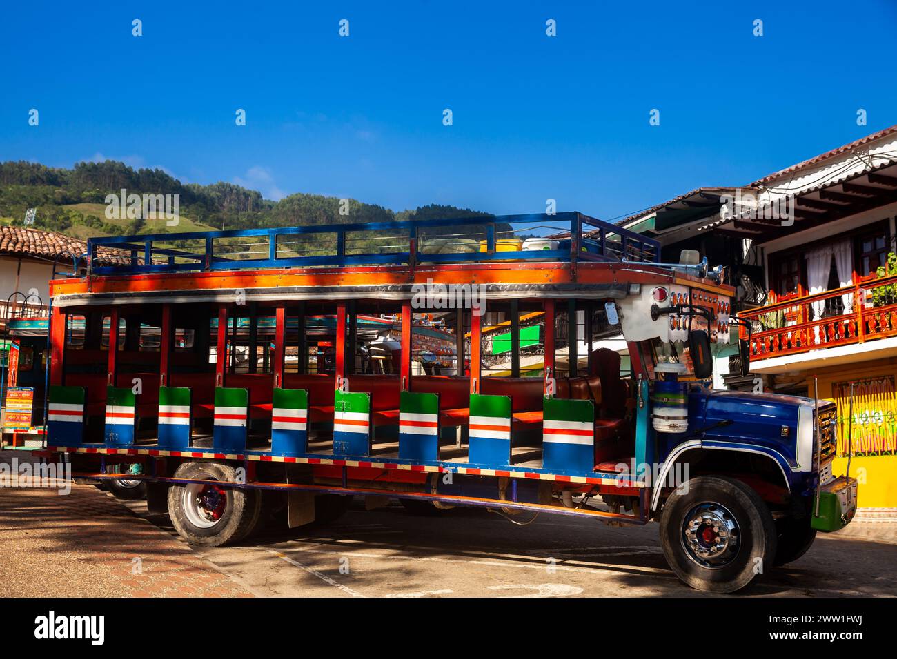 Colorful traditional rural bus from Colombia called chiva Stock Photo ...