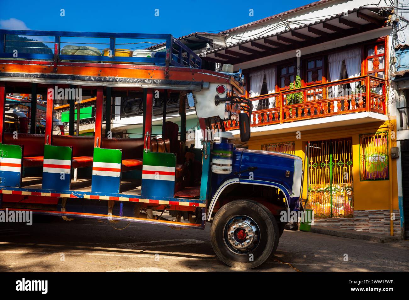 Colorful traditional rural bus from Colombia called chiva Stock Photo ...