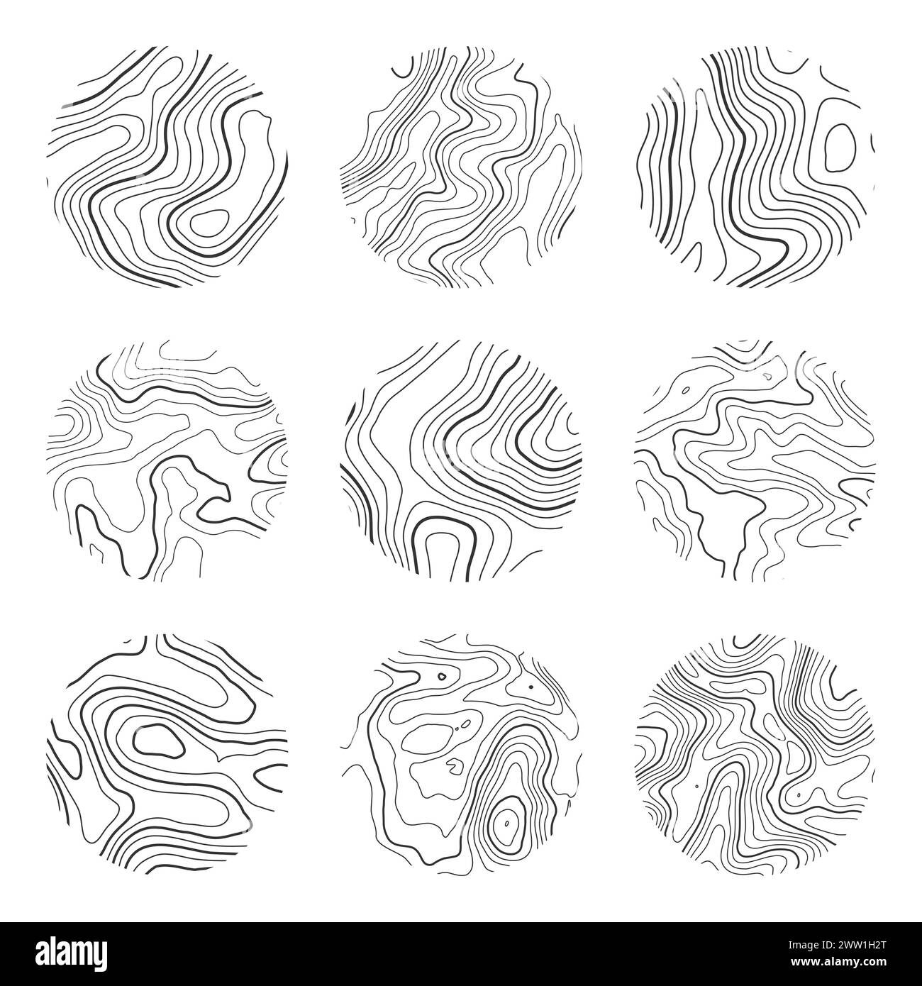 Topographic map with contour lines. Geographic terrain grid, relief ...