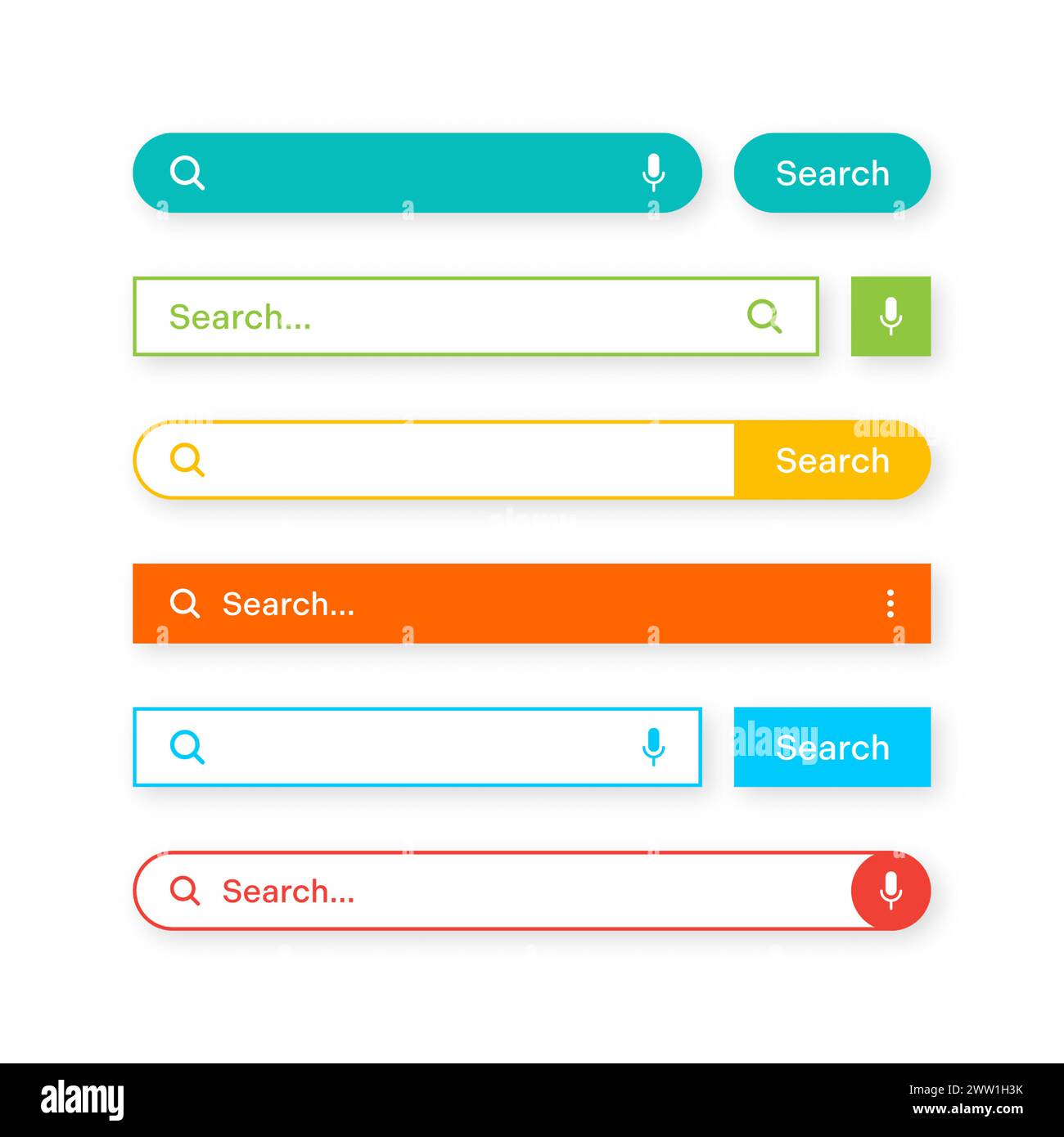Colorful search bar templates. Internet browser engine with search box ...