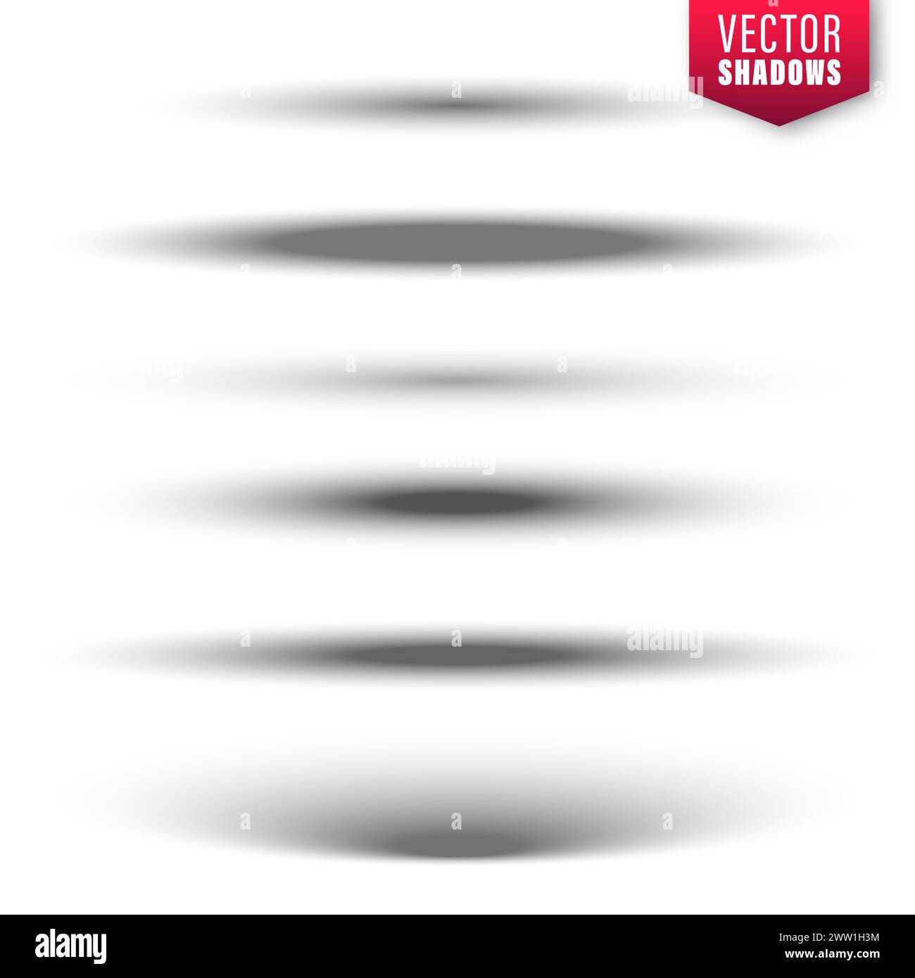 Realistic shadow effect. Round shadows collection isolated on white ...