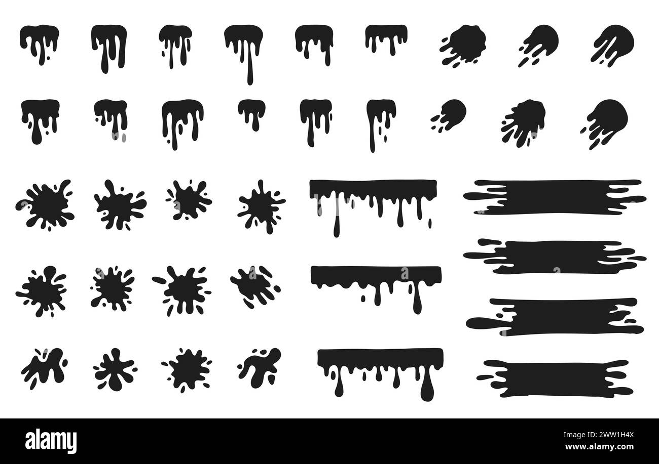 Black water splashes. Abstract wet splatter drops for tattoo design ...