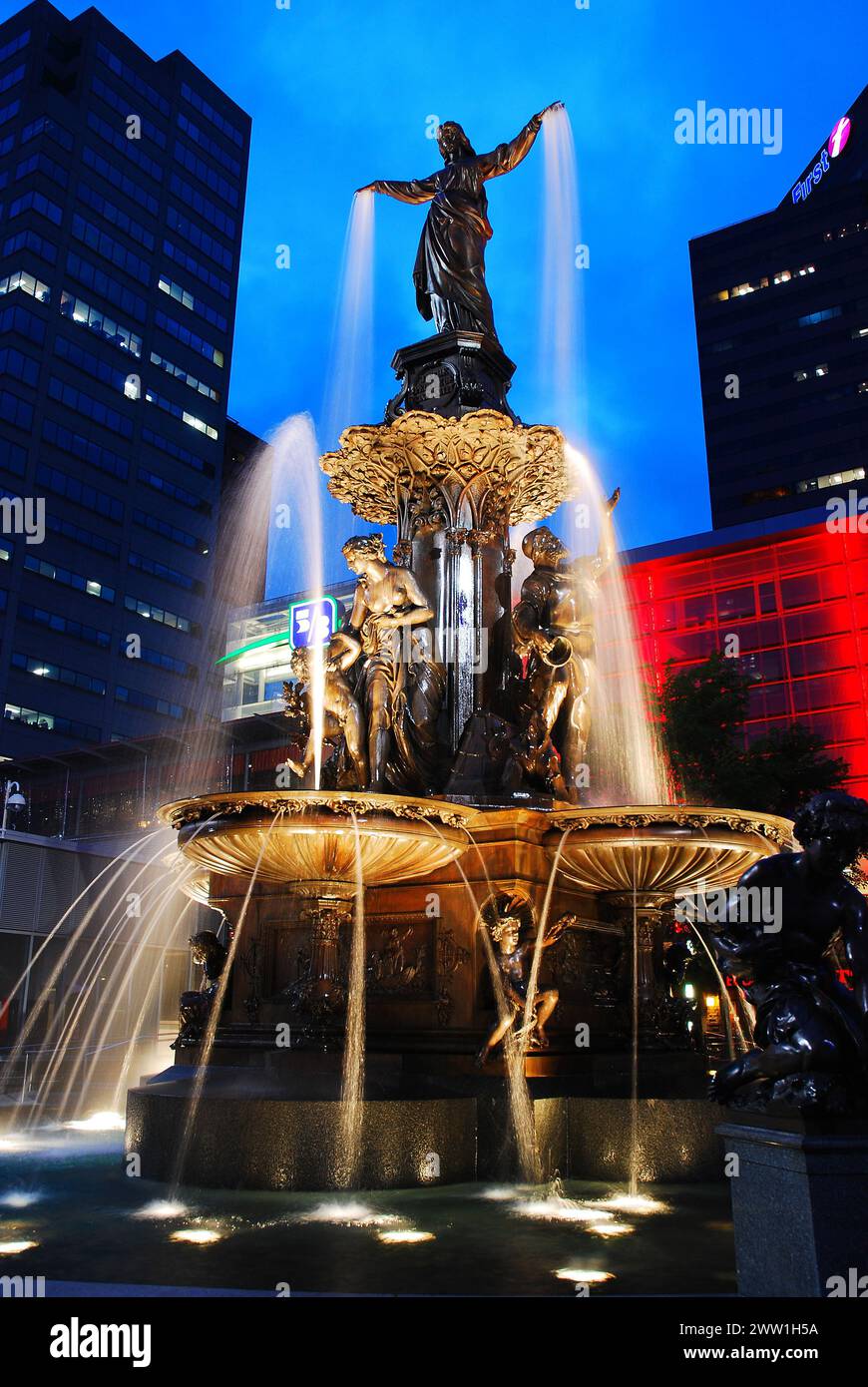 Water gushes from the ornate Victorian Tyler Davidson Fountain in ...