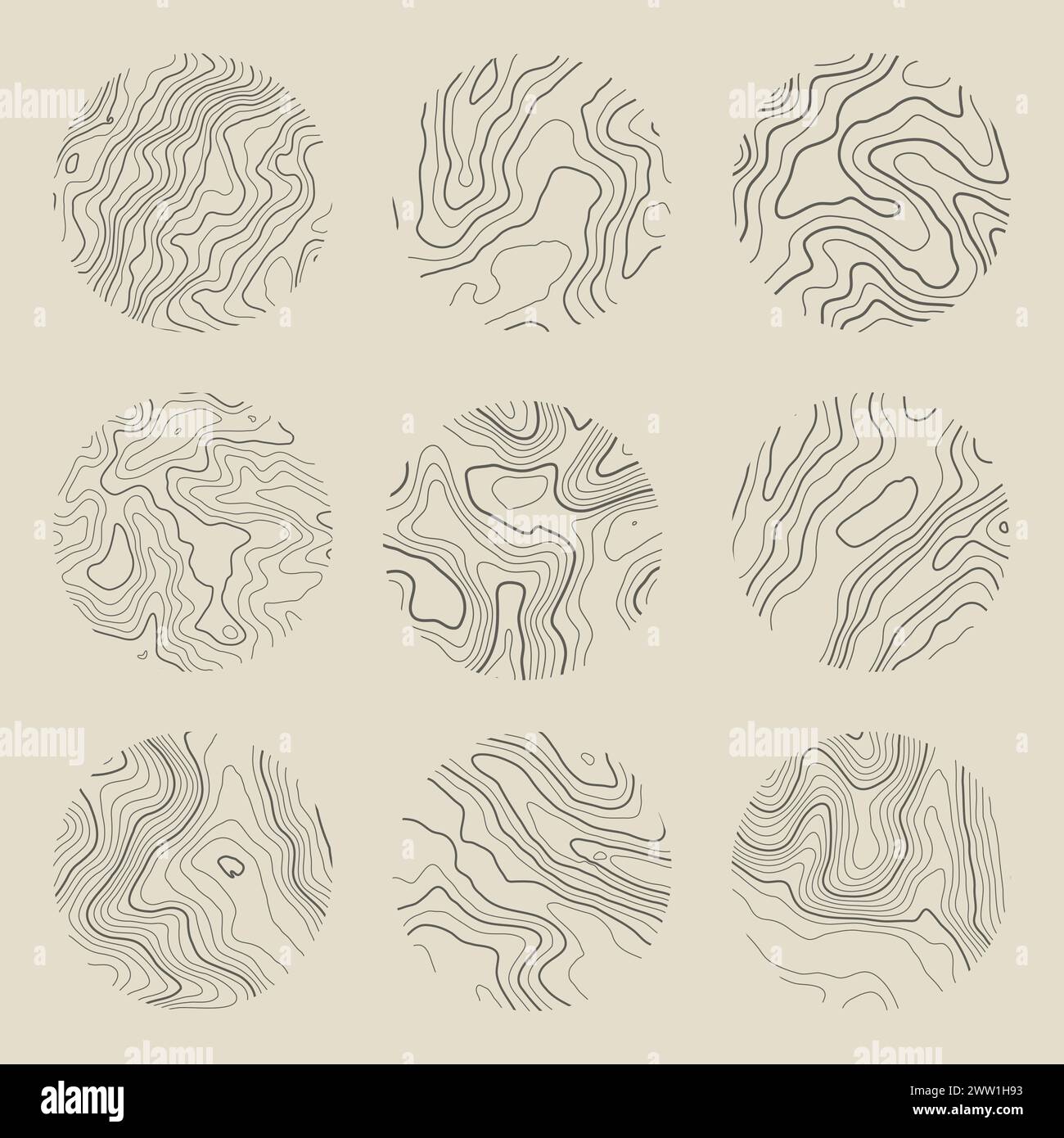 Topographic map with contour lines. Geographic terrain grid, relief height elevation. Ground ...