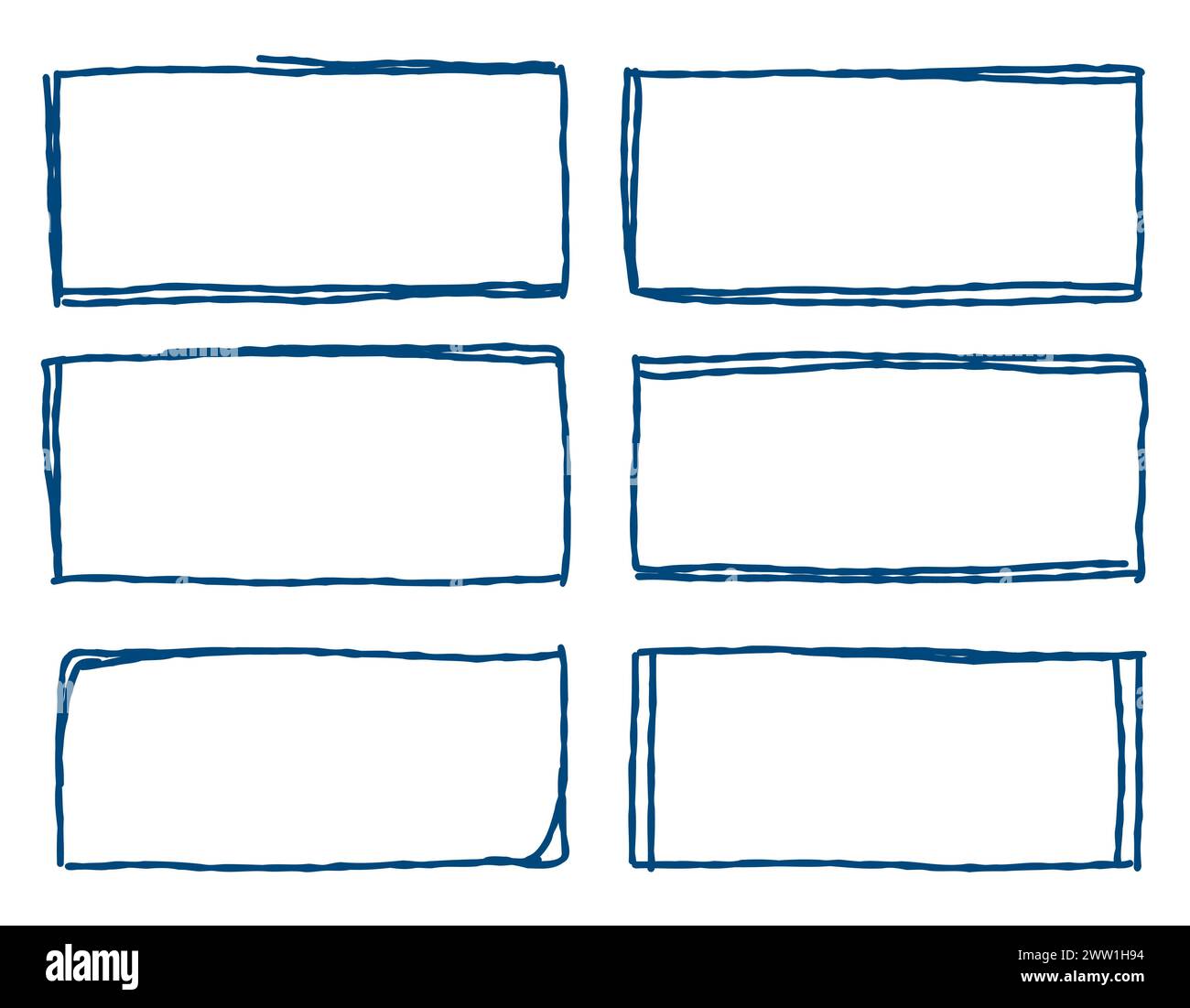 Hand Drawn doodle grunge square highlighter. Frames line in hand drawn ...
