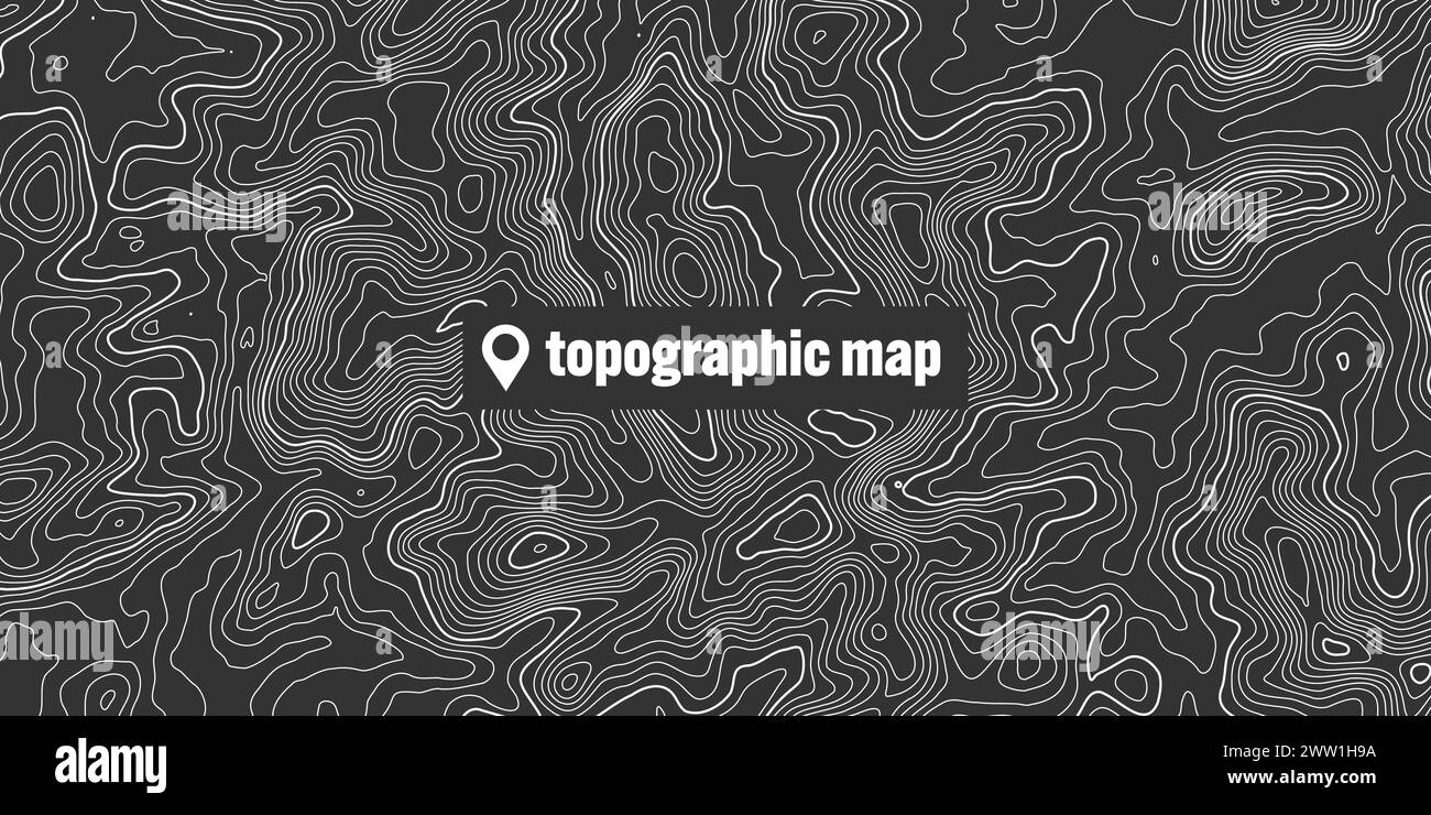 Topographic map with contour lines. Geographic terrain grid, relief ...