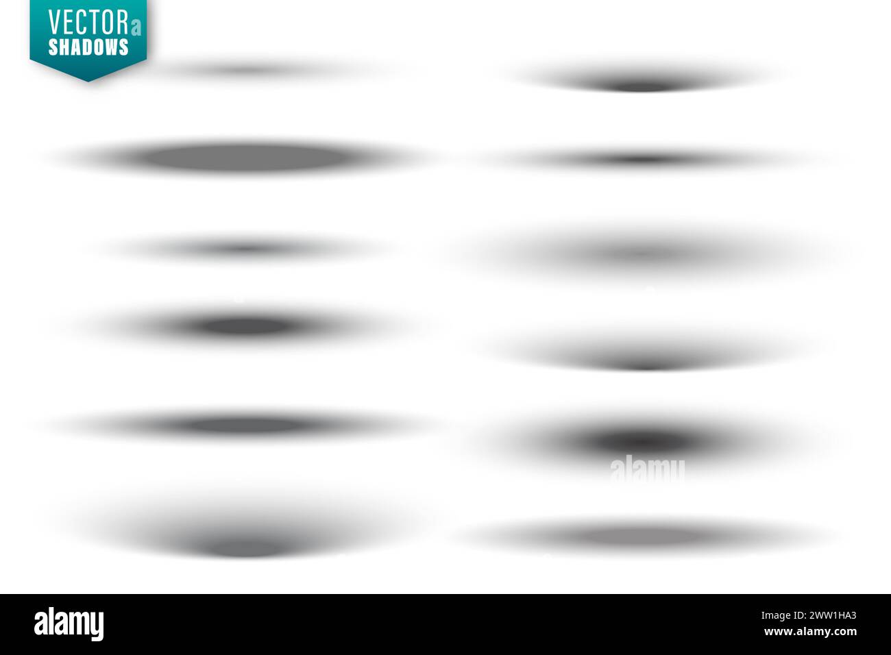 Realistic shadow effect. Round shadows collection isolated on white ...