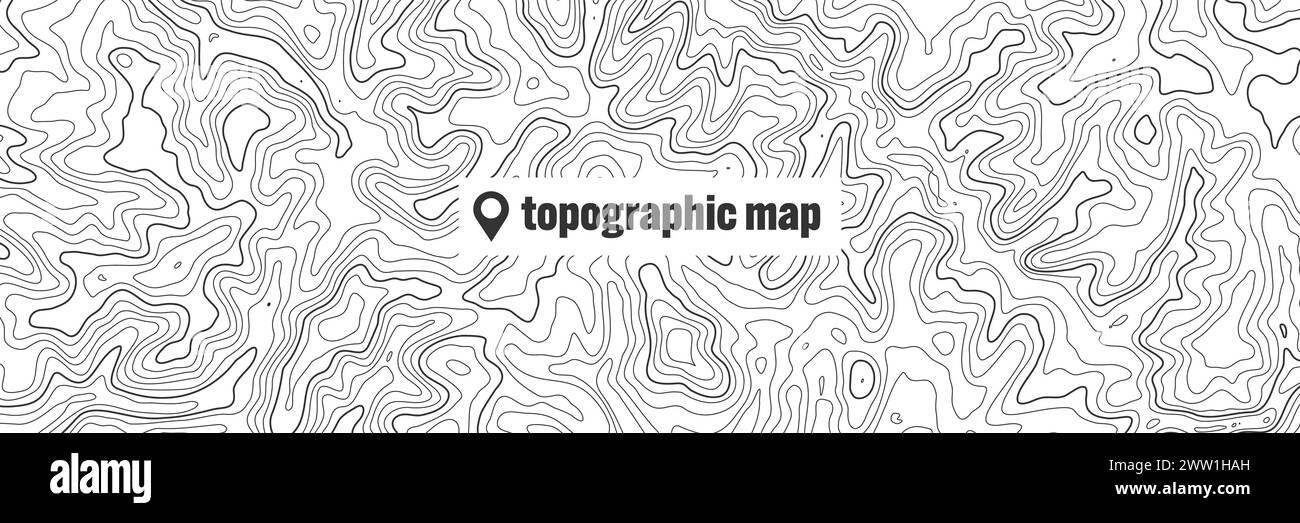 Topographic map with contour lines. Geographic terrain grid, relief ...