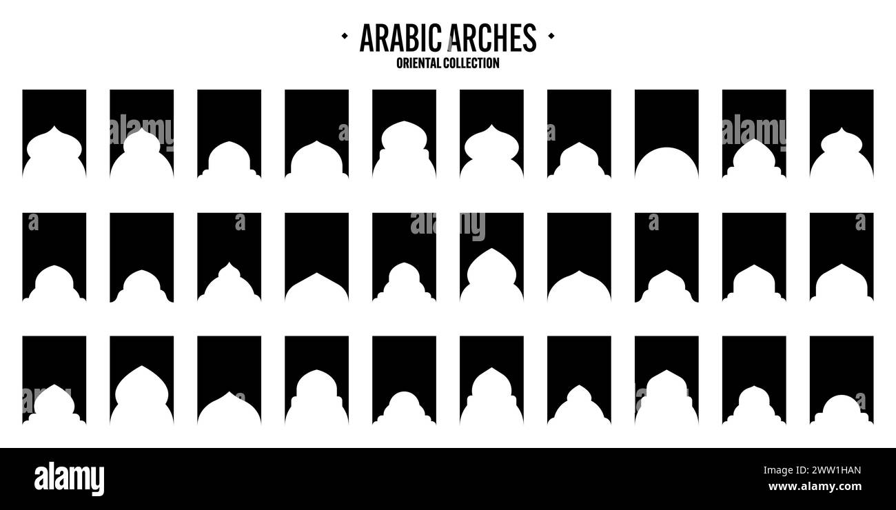 Islamic frames, oriental style objects. Arabic shapes, windows and ...