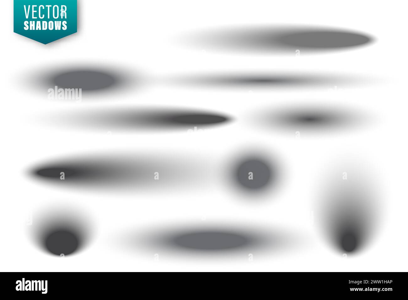 Realistic shadow effect. Round shadows collection isolated on white ...