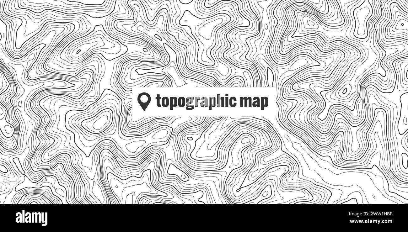 Topographic map with contour lines. Geographic terrain grid, relief ...