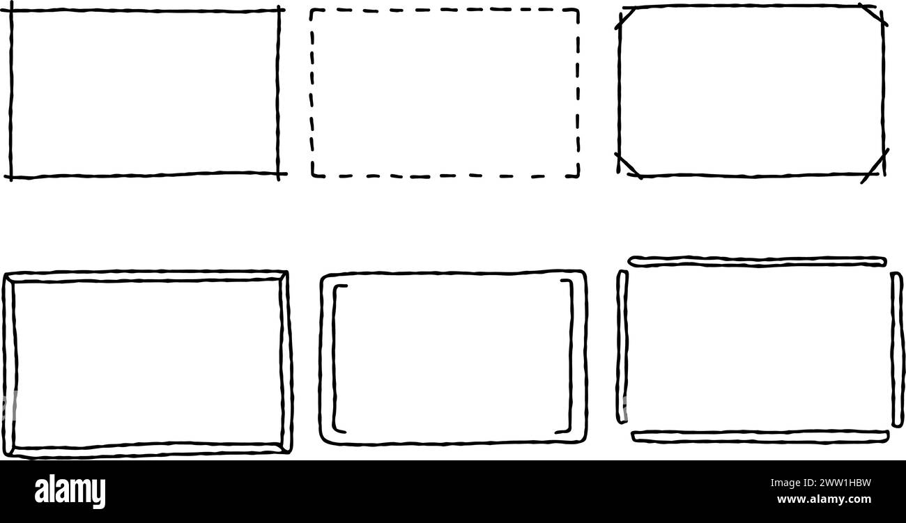 Hand drawn rectangle frames set. Doodle rectangular shape. Scribble ... Hand drawn rectangle frames set. Doodle rectangular shape. Scribble ...