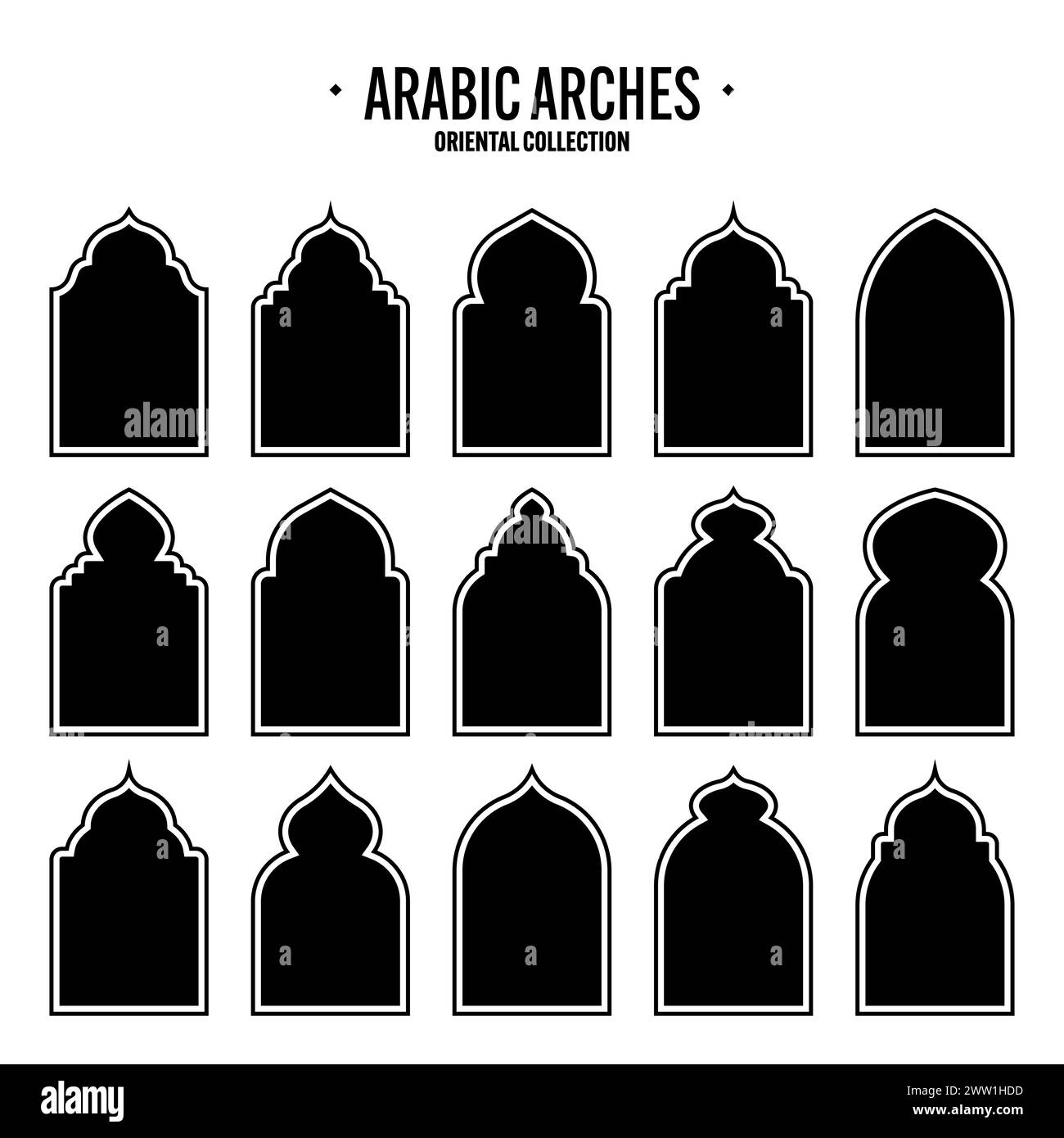 Islamic frames, oriental style objects. Arabic shapes, windows and ...