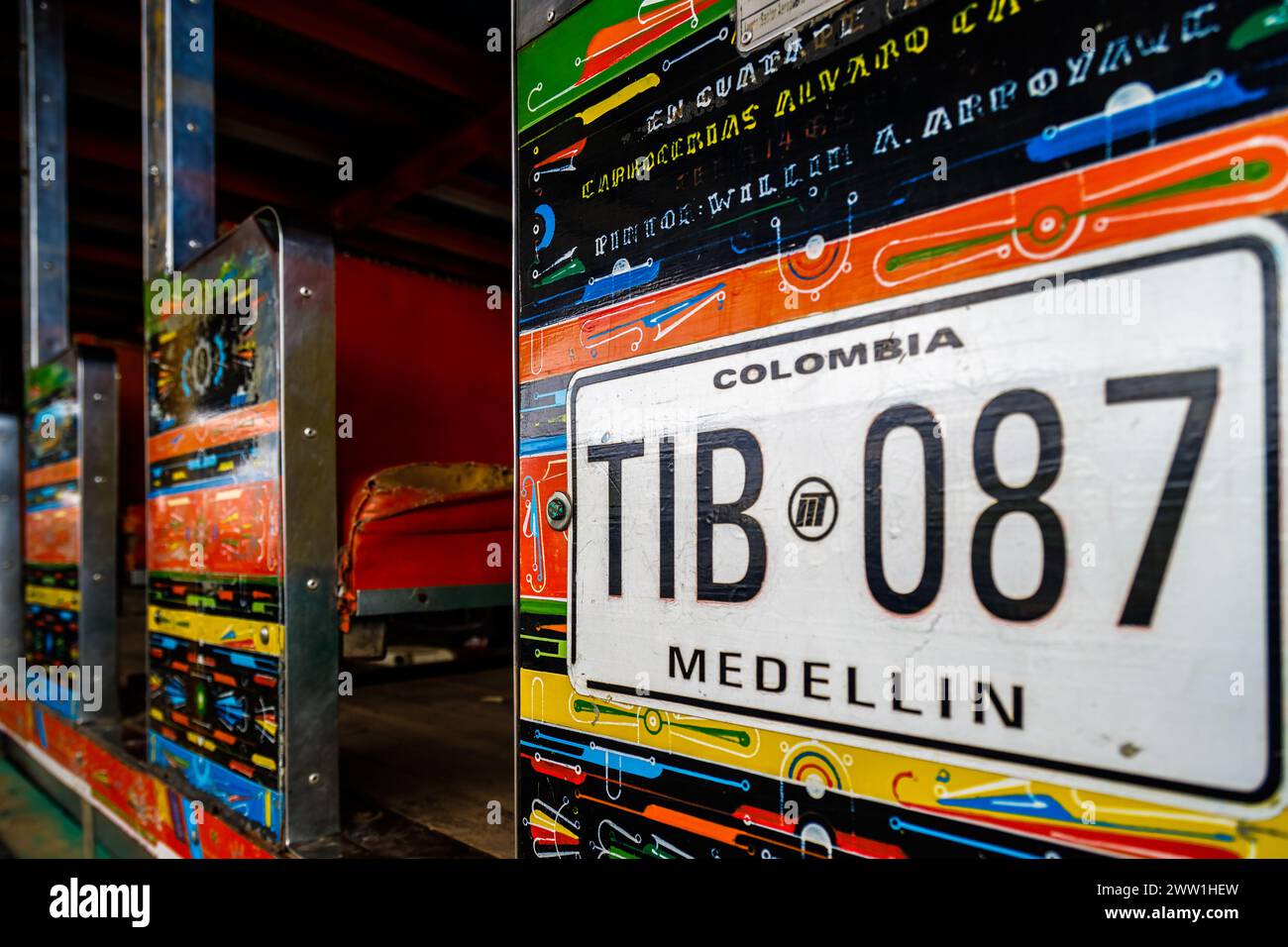 Peñol, Colombia - January 16, 2023: License plate on the side of a ...