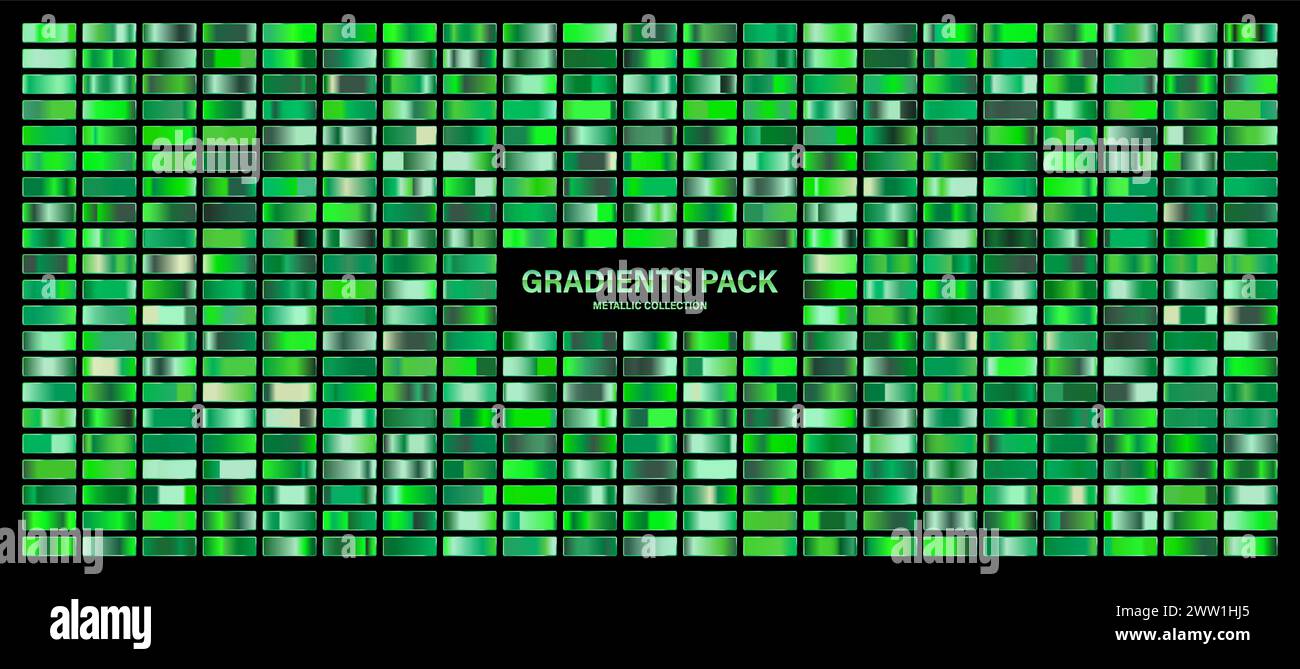 Green, emerald glossy gradient, metal foil texture. Color swatch set ...