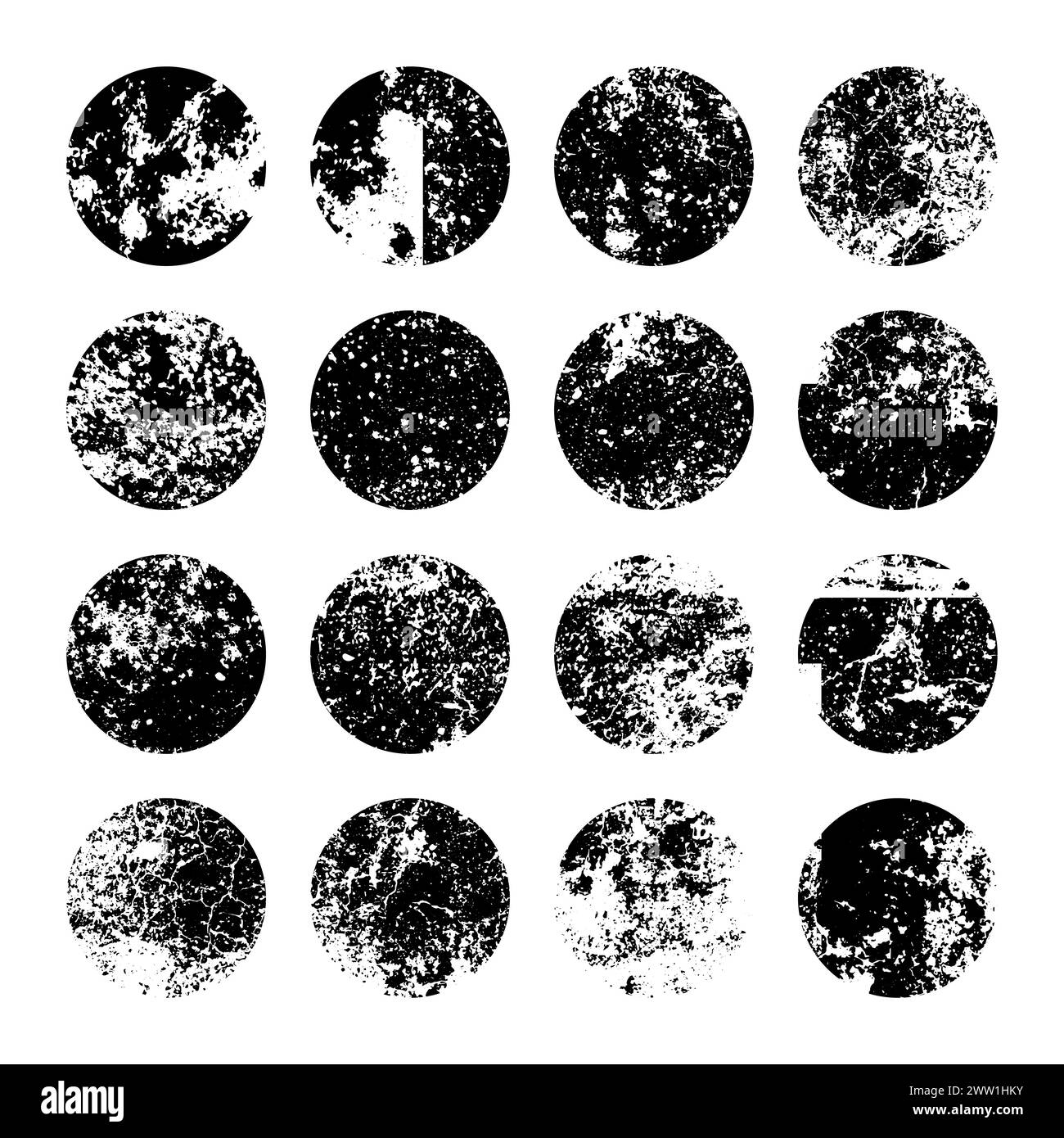 Grunge circles with stains and scratches. Circle brush stroke, round ...