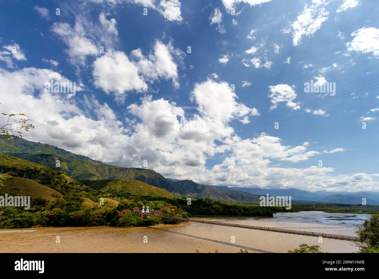 Western suspension Bridge over the Cauca River in Santa Fe de Antioquia ...