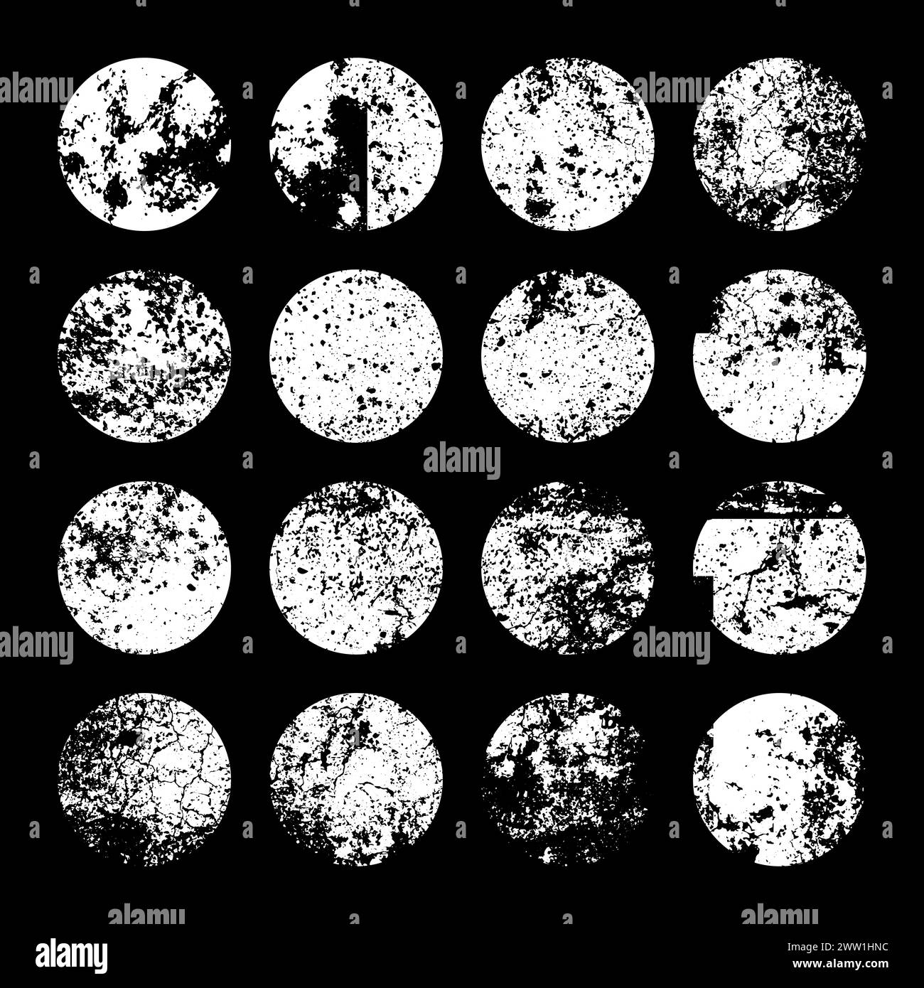 Grunge circles with stains and scratches. Circle brush stroke, round ...