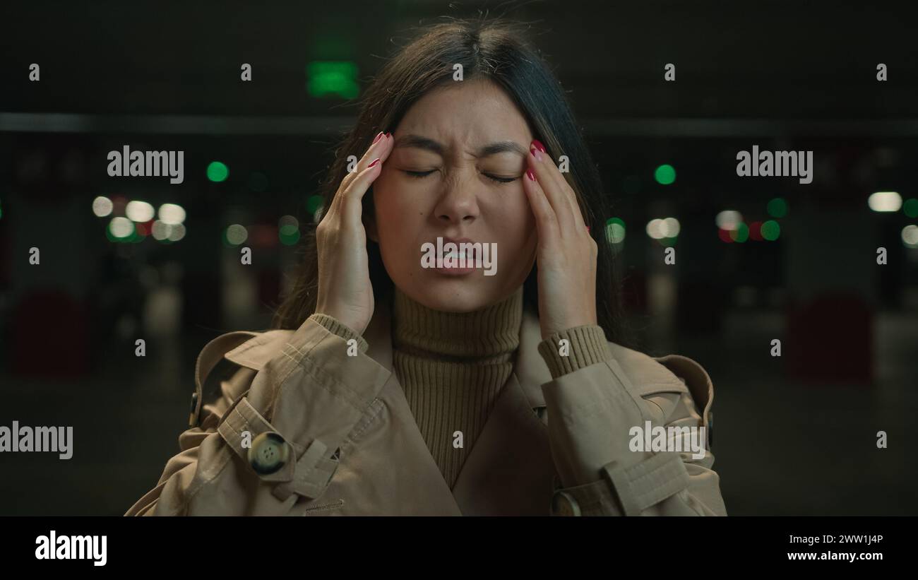 Asian chinese korean woman unhealthy girl in parking japanese female ...