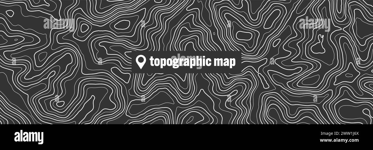 Topographic map with contour lines. Geographic terrain grid, relief height elevation. Ground ...