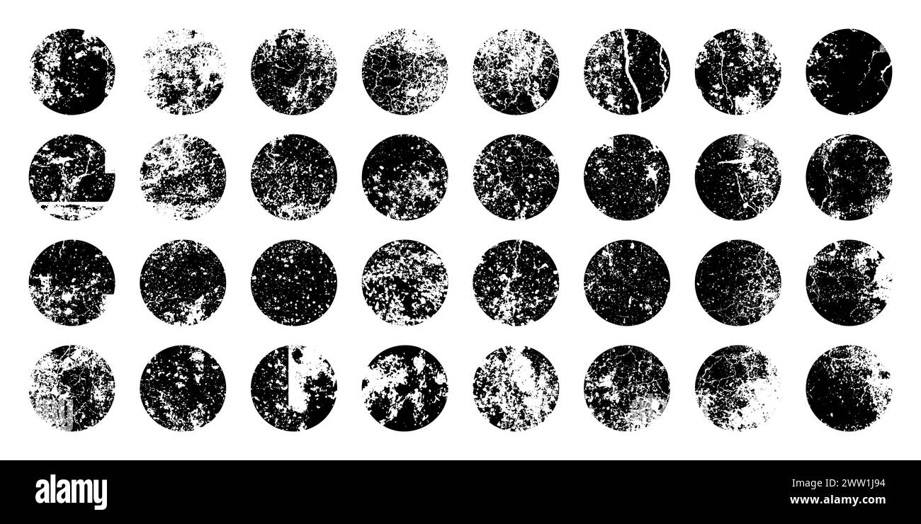 Grunge circles with stains and scratches. Circle brush stroke, round ...