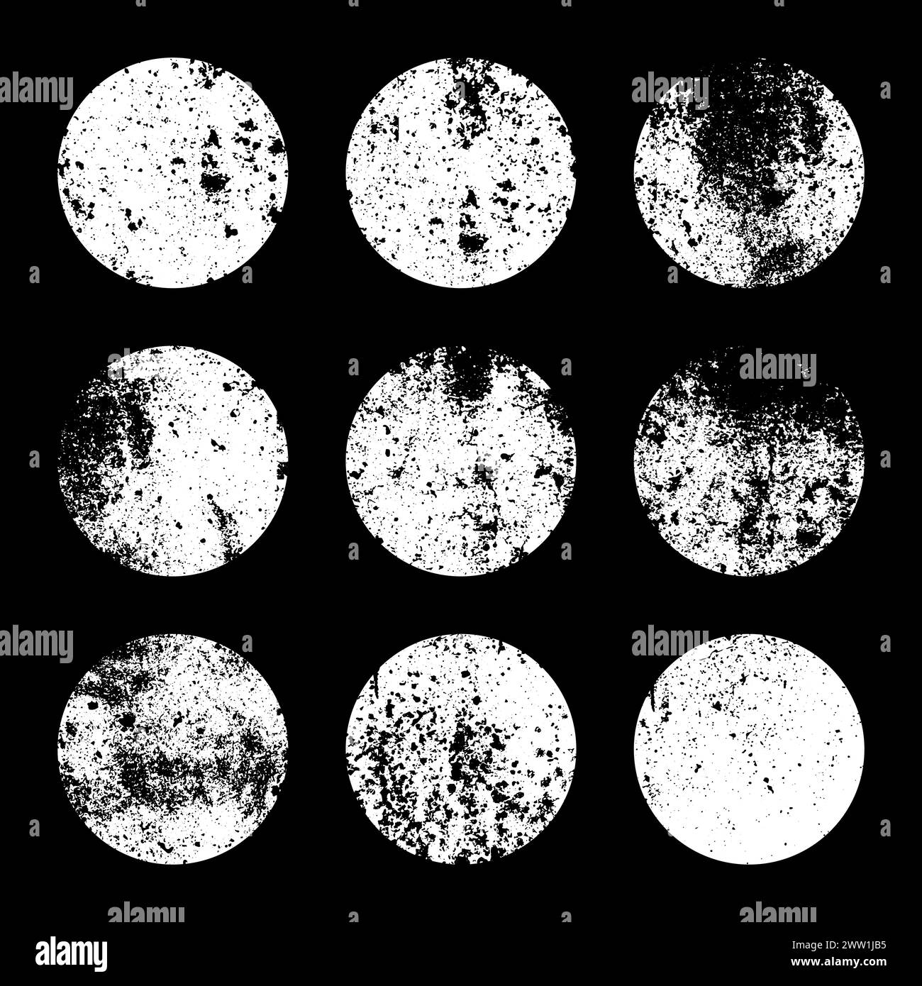Grunge circles with stains and scratches. Circle brush stroke, round ...