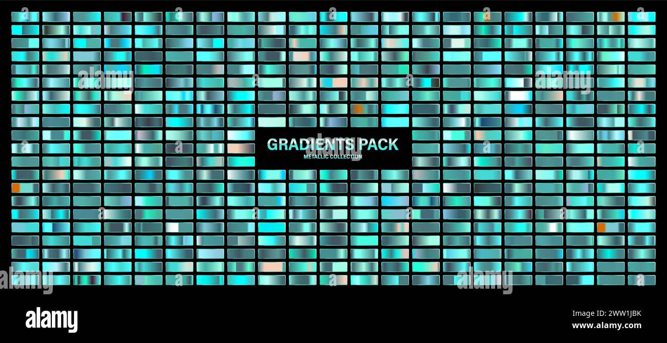 Blue, azure glossy gradient, metal foil texture. Color swatch set ...