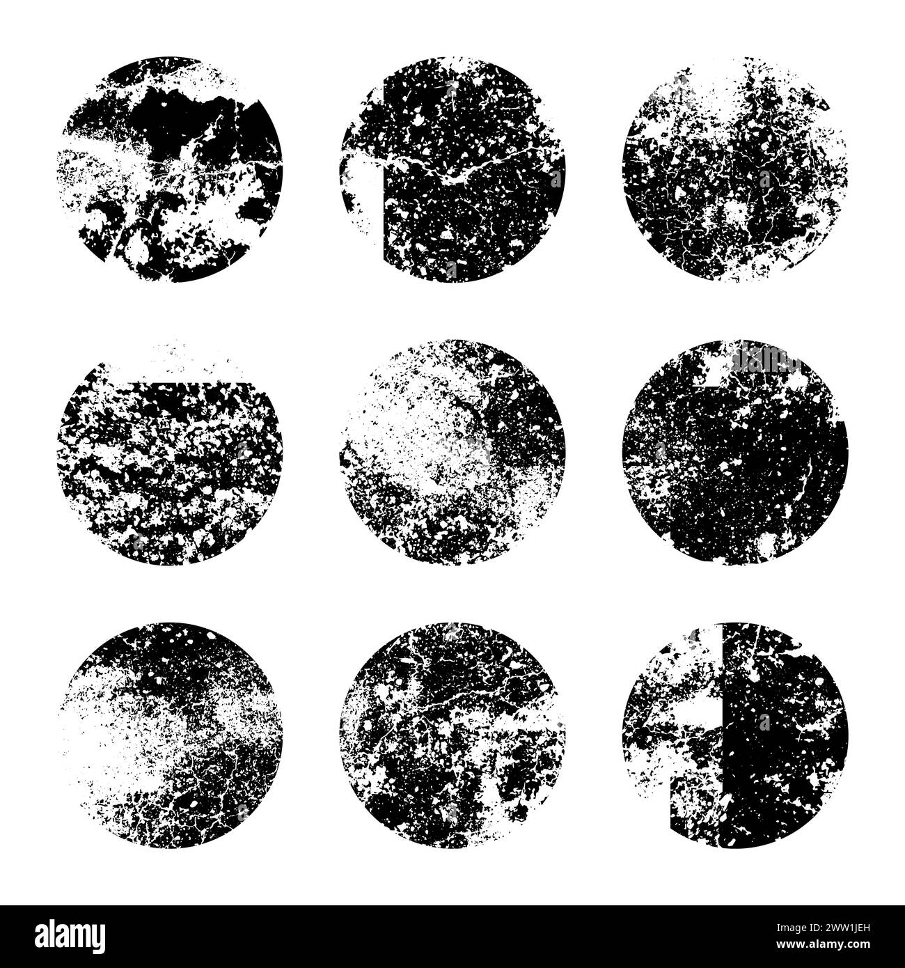 Grunge circles with stains and scratches. Circle brush stroke, round ...