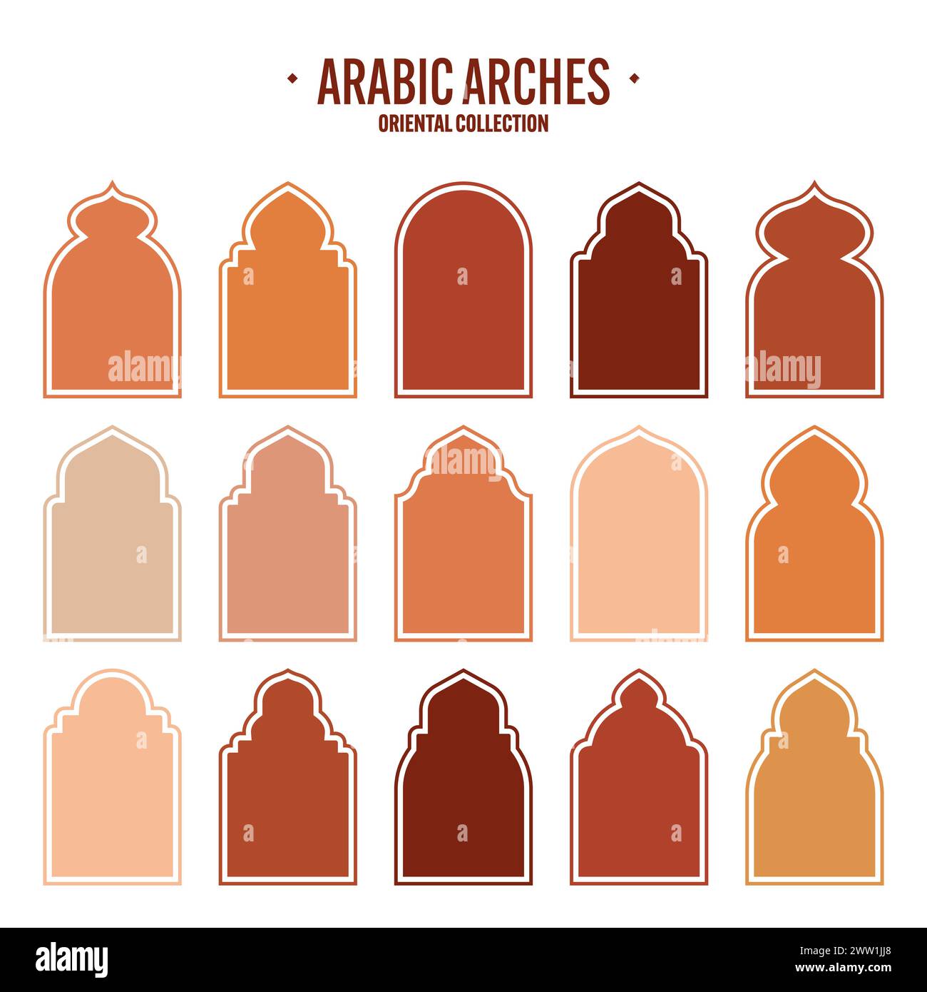 Islamic frames, oriental style objects. Arabic shapes, windows and ...