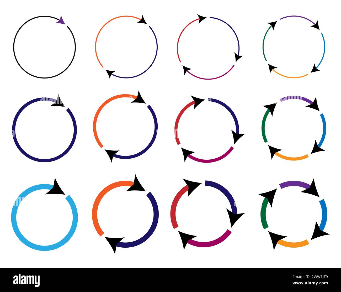 Different circular and different thickness circular arrows sign symbols ... Different circular and different thickness circular arrows sign symbols ...