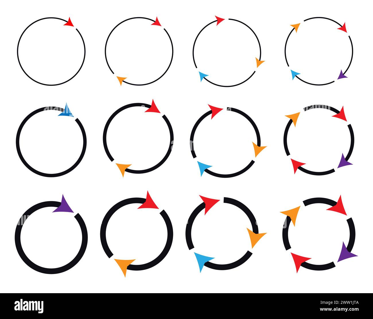 Different circular and different thickness circular arrows sign symbols ... Different circular and different thickness circular arrows sign symbols ...