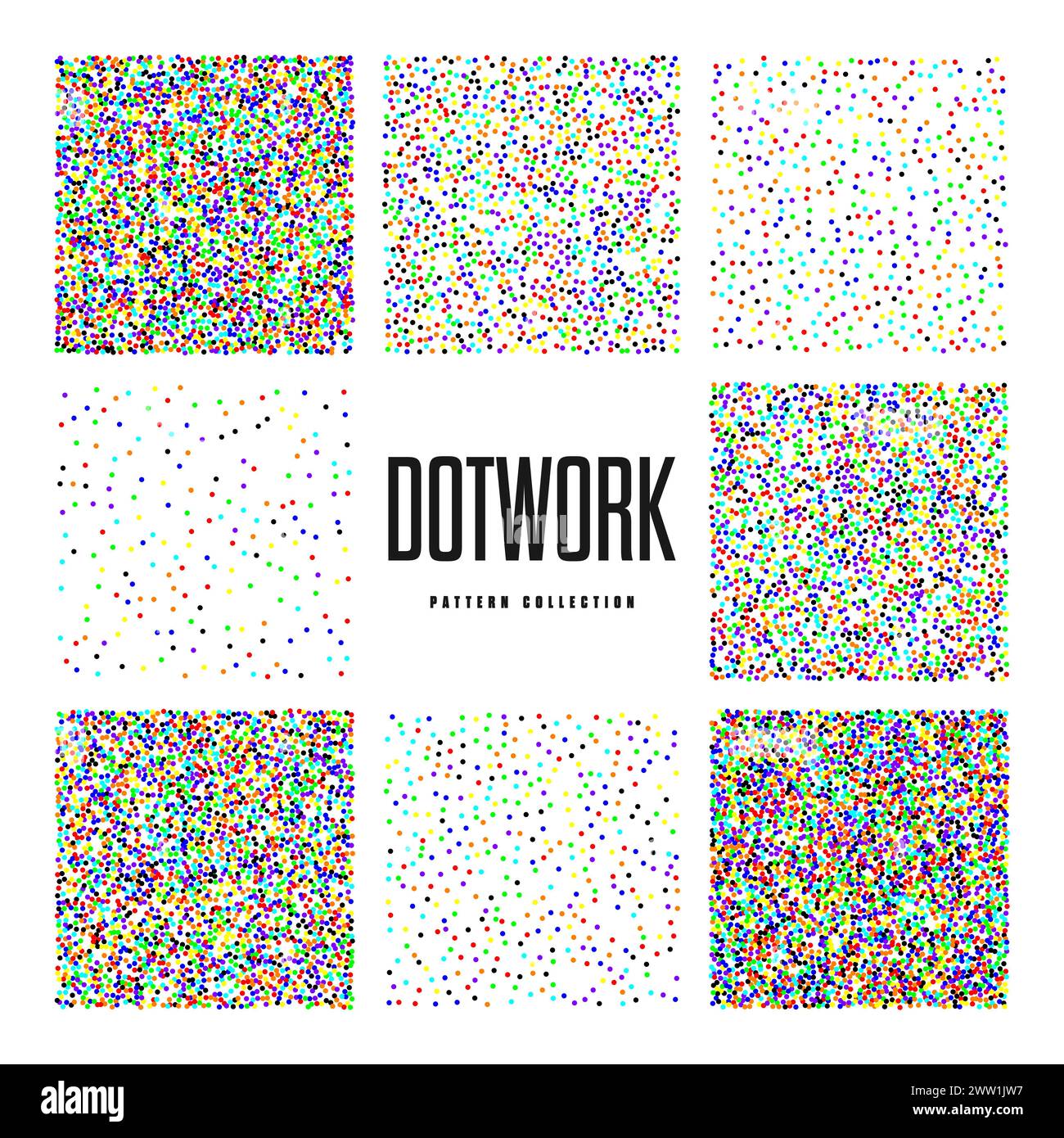 Square shaped dotted objects, vintage stipple elements. Stippling ...