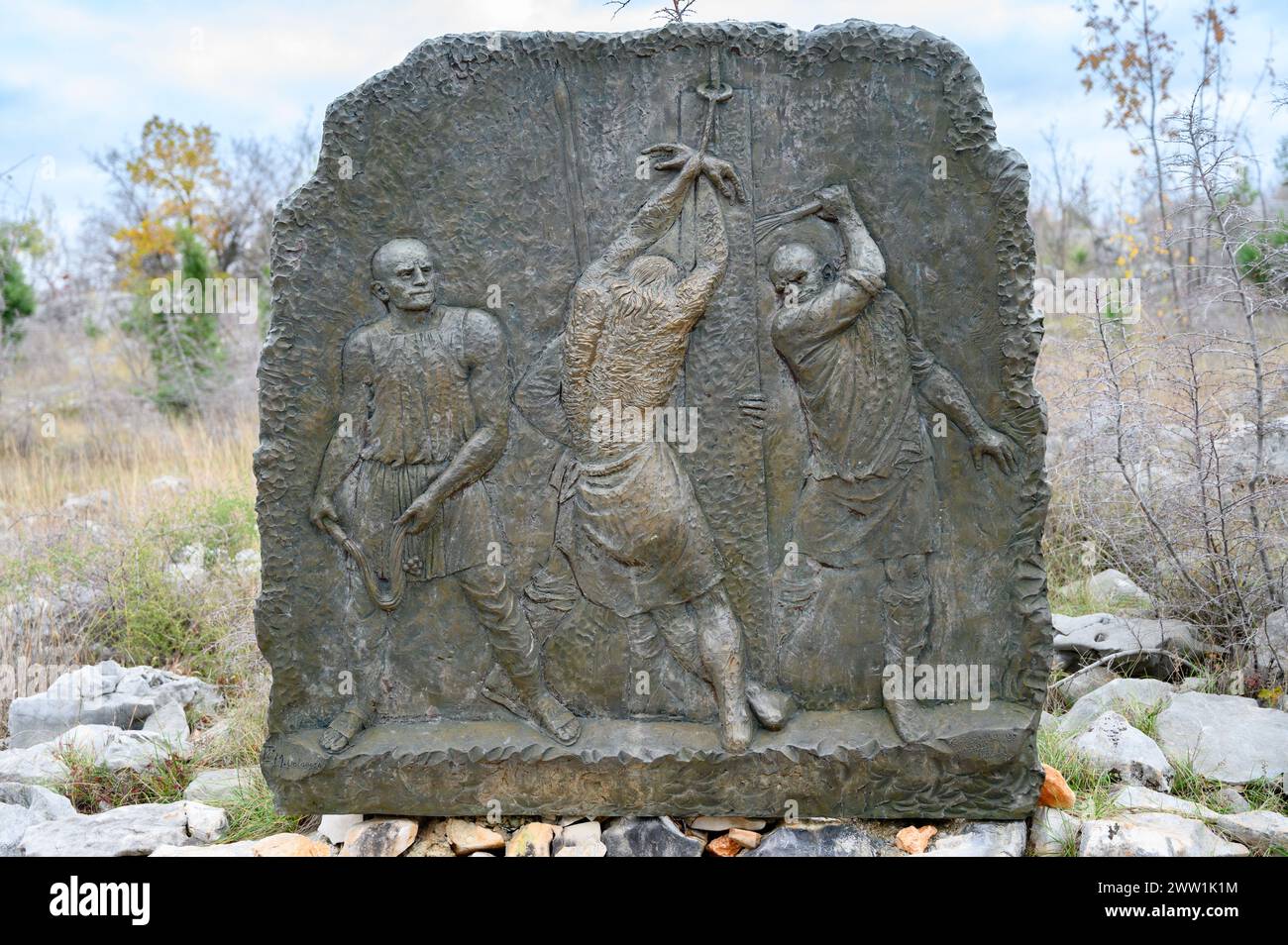 The Scourging at the Pillar – Second Sorrowful Mystery. A relief ...