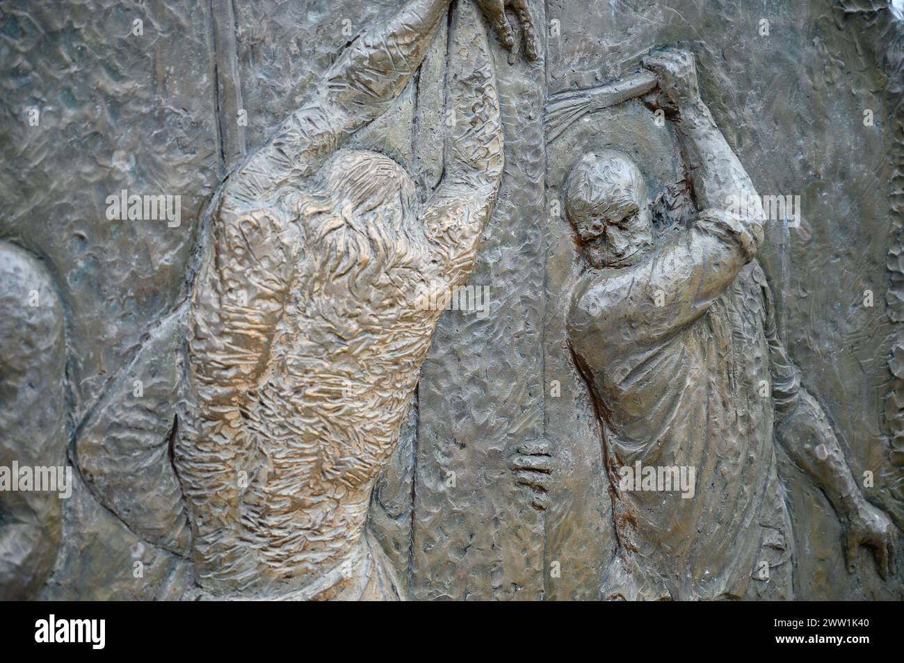 The Scourging at the Pillar – Second Sorrowful Mystery. A relief ...