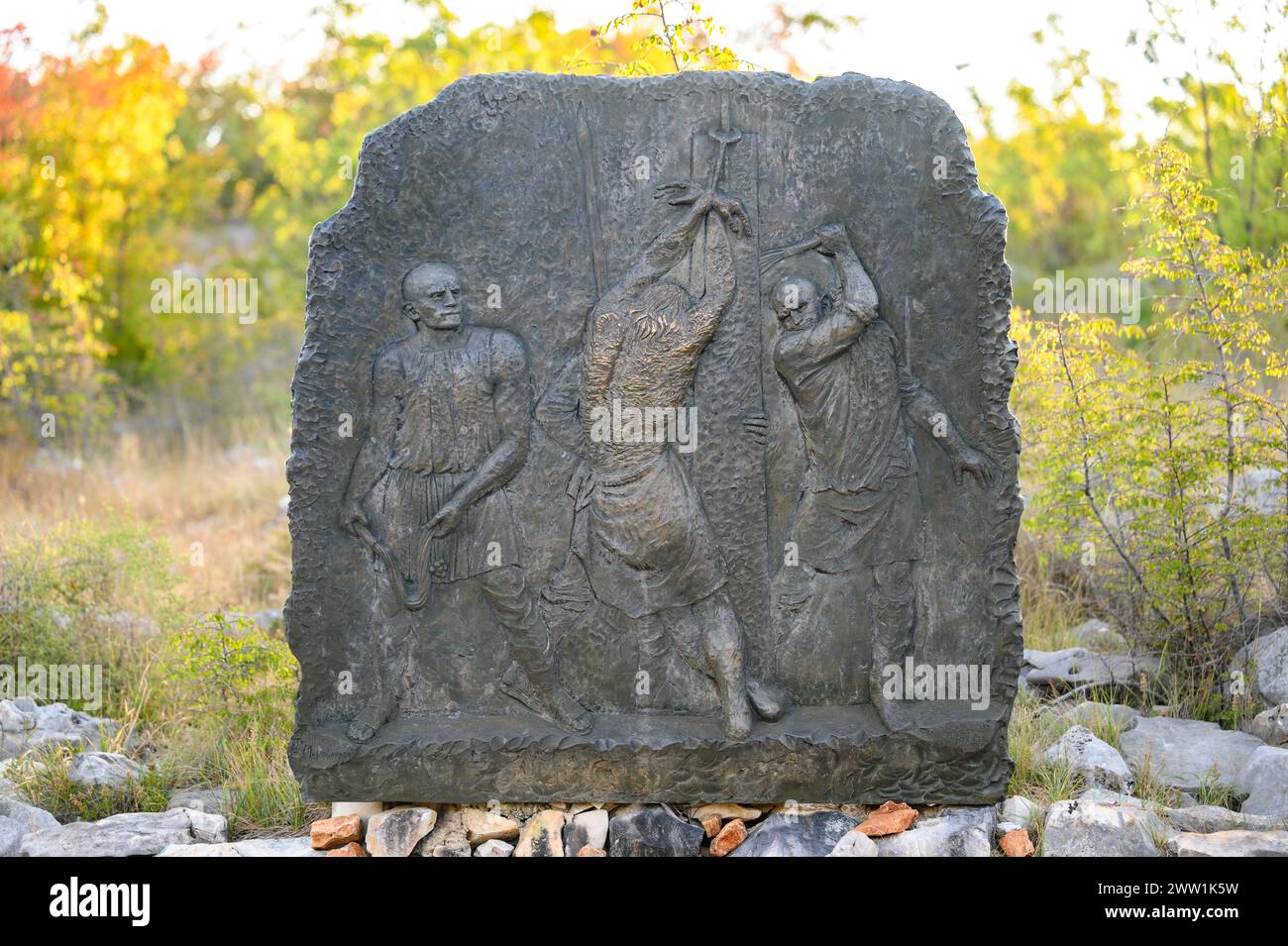 The Scourging at the Pillar – Second Sorrowful Mystery. A relief ...