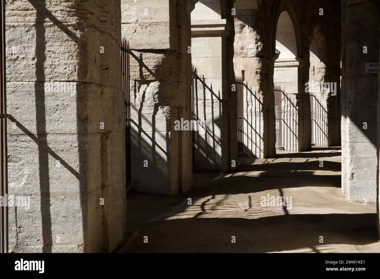 The internal arcades of The Arles Amphitheatre - Arènes d'Arles - a ...