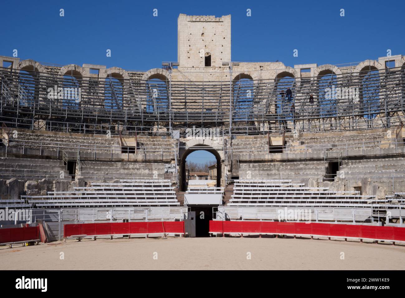 The arena of the Arles Amphitheatre - Arènes d'Arles - a Roman amphitheatre in Arles France ...