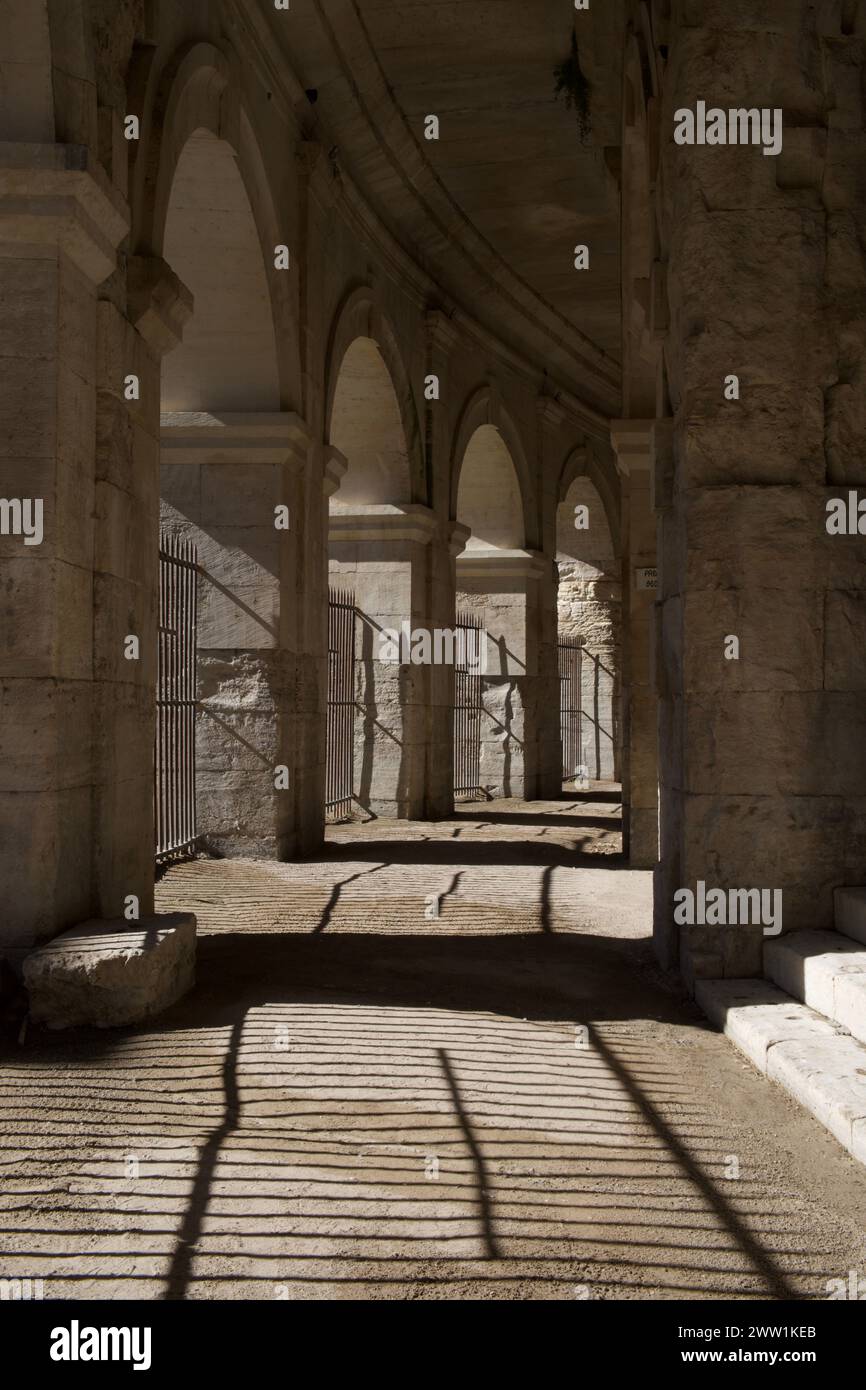 The internal arcades of The Arles Amphitheatre - Arènes d'Arles - a ...