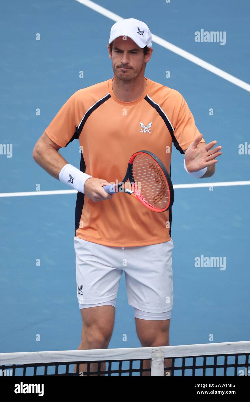 MIAMI GARDENS, FLORIDA - MARCH 20: Andy Murray of Great Britain defeats ...