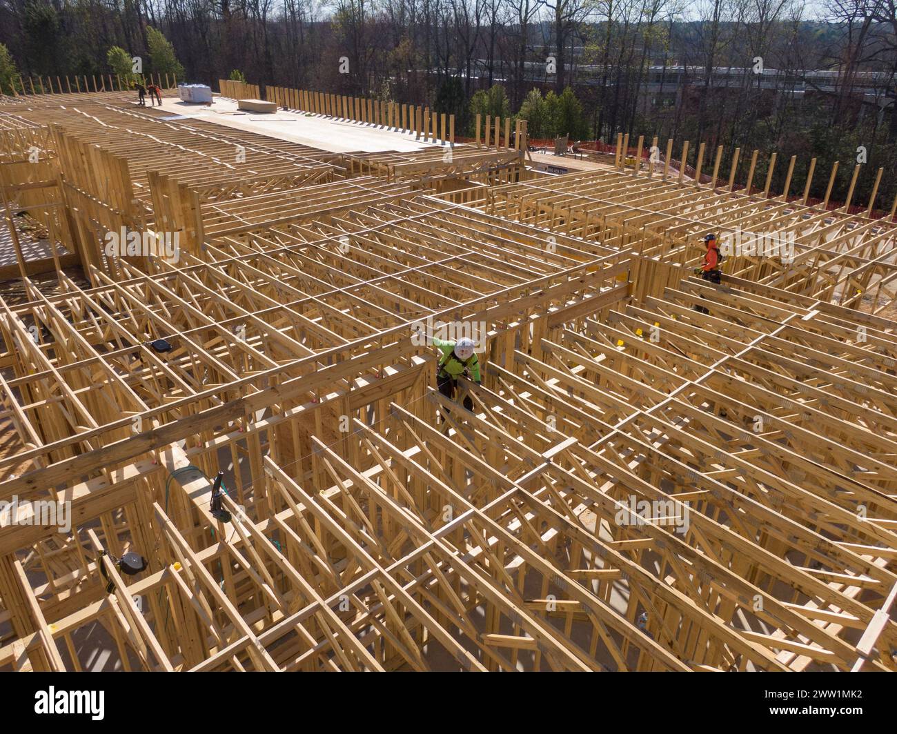 Aerial view construction wood framing hi-res stock photography and images - Alamy